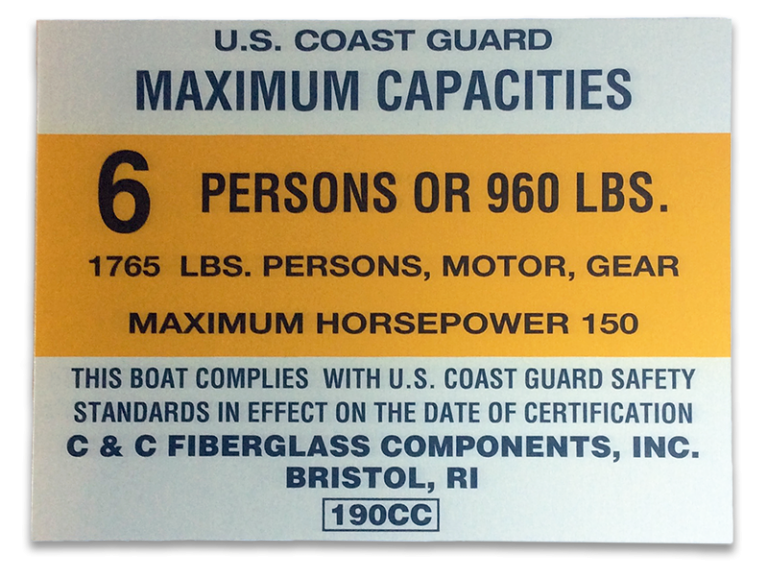Boat Capacity Plates - Quality Name Plate